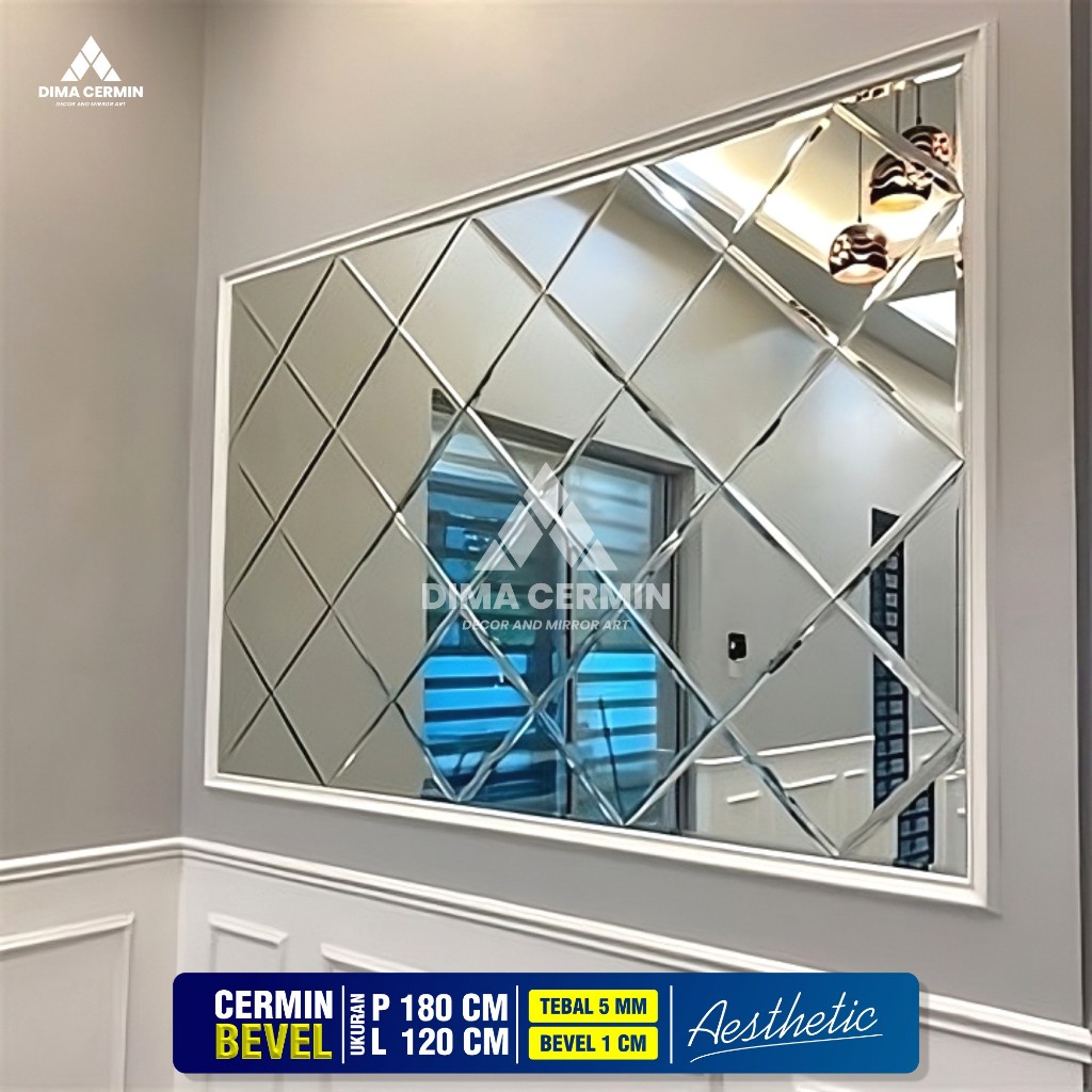 Jual Cermin BEVEL MEWAH Ukuran 180 cm x 120 cm | Kaca Asli 100% Model ...