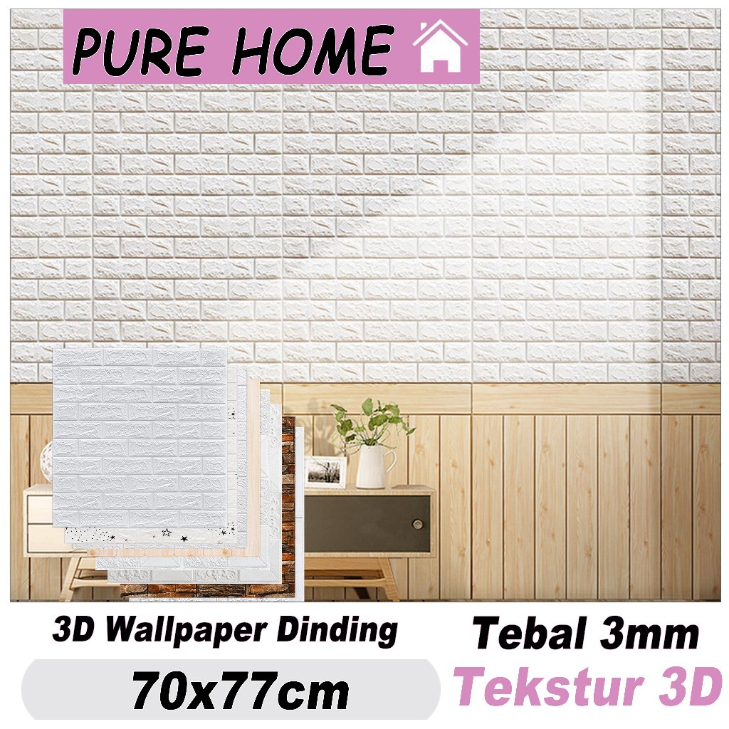 Jual Pure Home - Wallpaper Sticker Dinding 3D Foam 70x77cm / Wallpaper ...