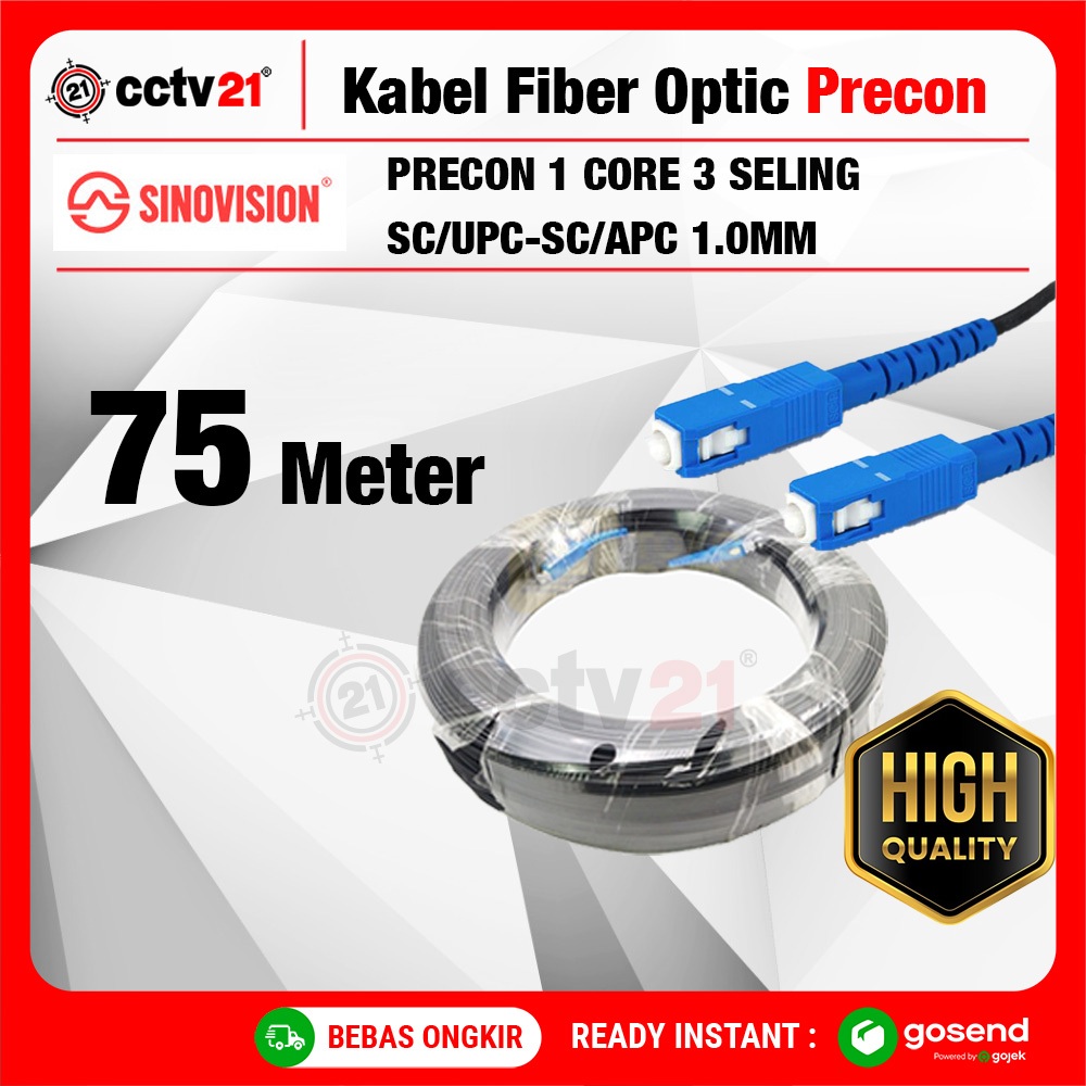 Jual Kabel Precon FO Fiber Optik Optic 75M 75 Meter SINOVISION 1 Core 3 Seling SC/UPC-SC/APC 1 ...