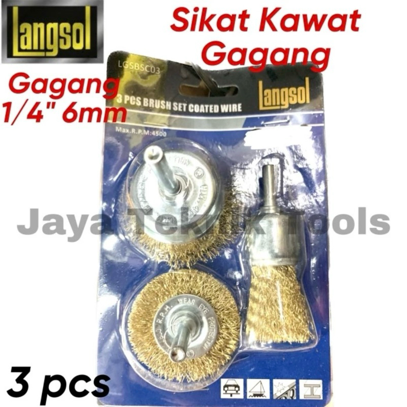 Jual Sikat Kawat Gagang Kuningan Langsol Set 3 pcs Wire Brush Besi 6 1/ ...