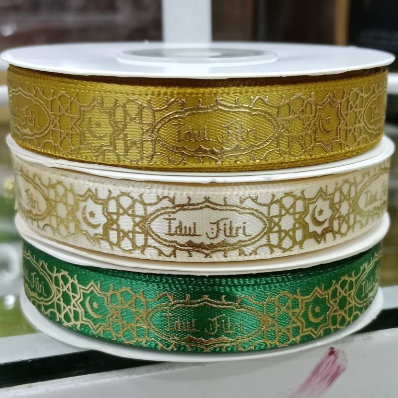 Jual Pita Idul Fitri Lebaran / Pita Hampers Lebaran 1,2 cm per Roll ...