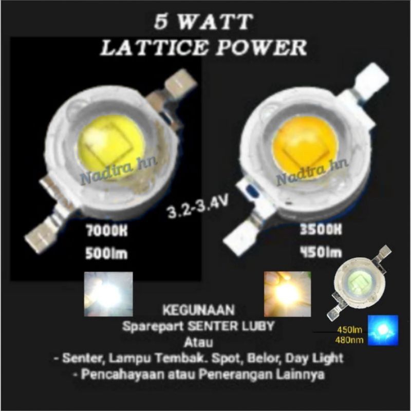 Jual 1-5pcs led 5W Lattice Power senter Dony luby / hpl chip 5 watt ...