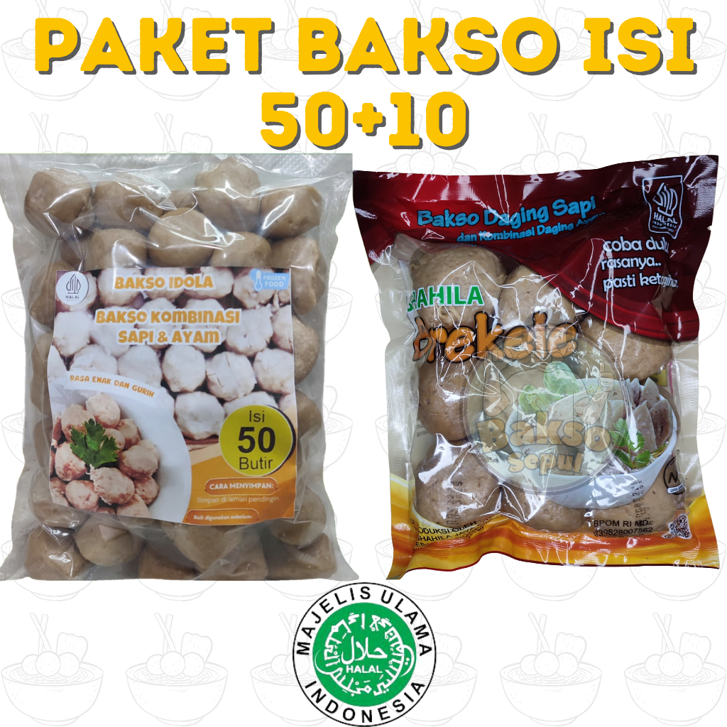 Jual paket bakso isi 50+5 jumbo kombinasi daging sapi dan ayam | Shopee ...