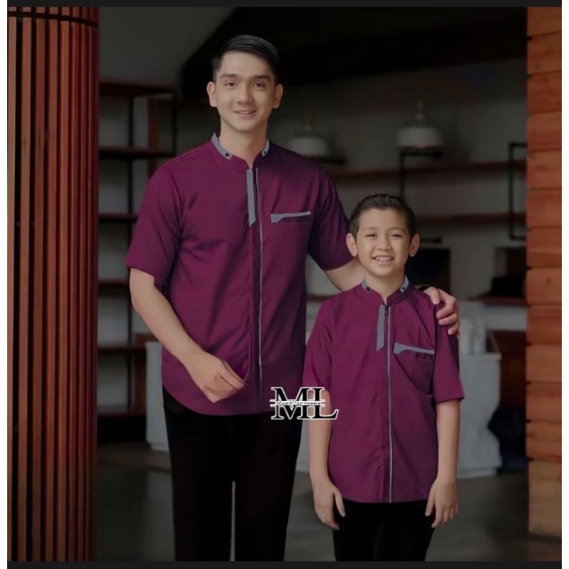 Jual Baju Koko Kurta Couple Keluarga Ayah dan Anak Laki-Laki Bahan Katun Premium Motif Adi ...