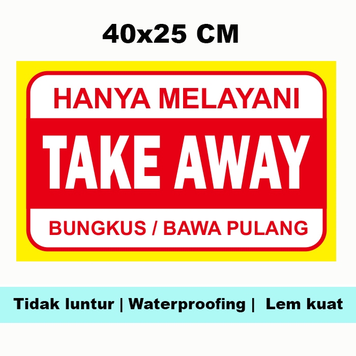 Jual Stiker Vinyl Take Away Bawa Pulang Sticker 40x25 cm | Shopee Indonesia