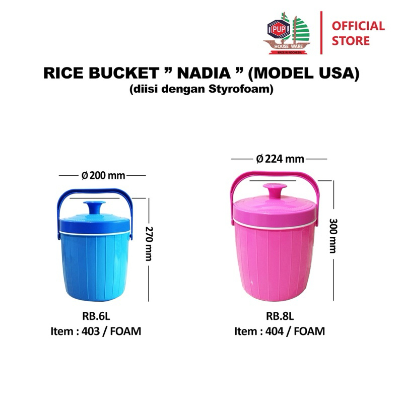 Jual PUP NADIA Termos Nasi 6L / 8L / 10L / 14L / 17L / 21L / 26L /30L / Rice Bucket / Termos Es ...