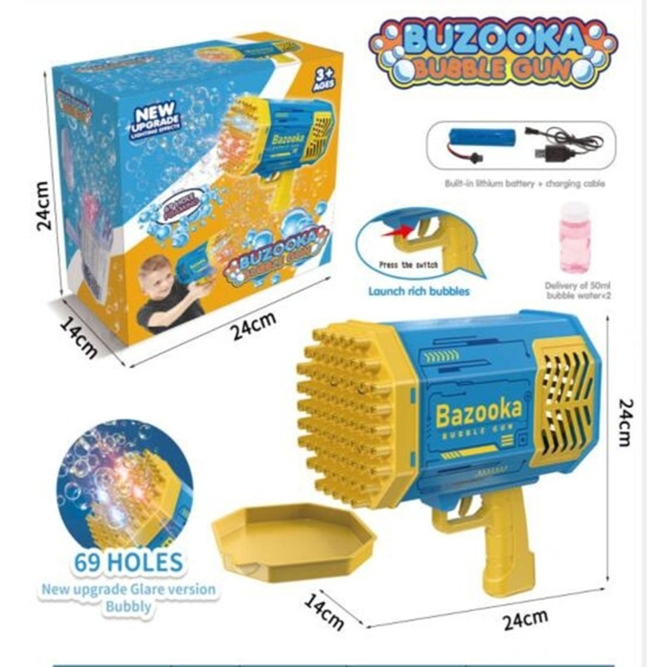 Jual LED Bubble Gun Bazooka 69 Lubang // Pistol Gelembung Lubang // Big ...