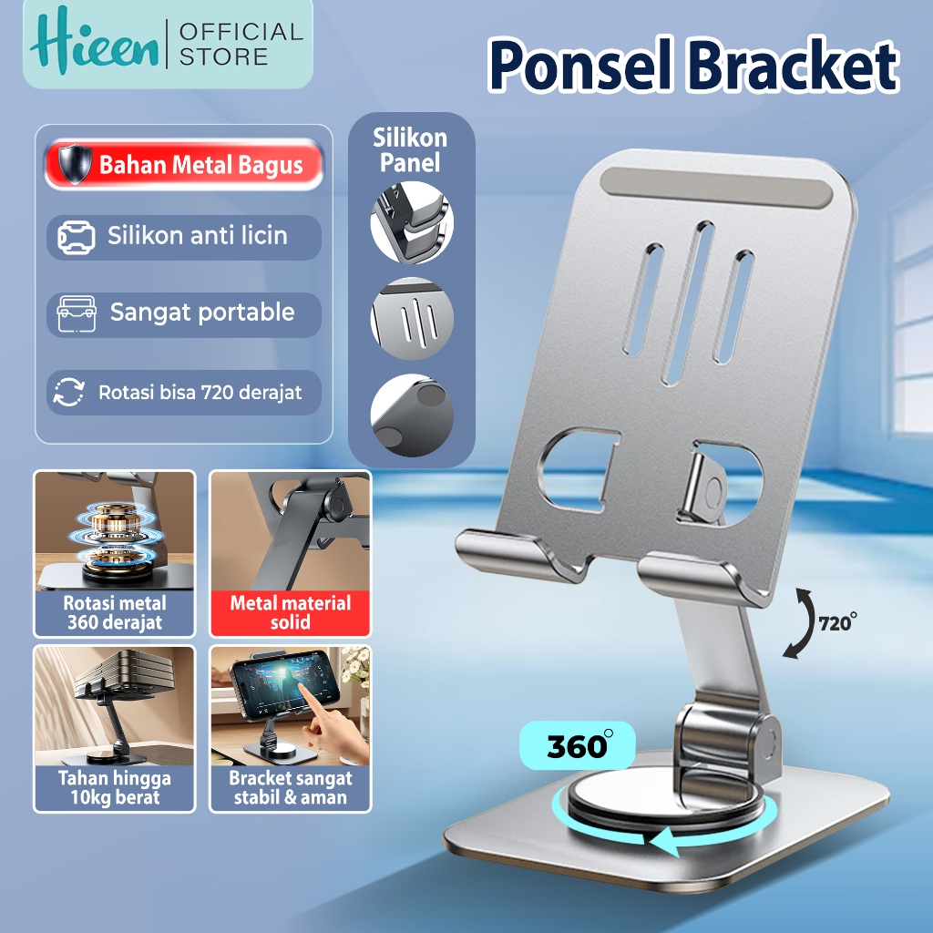 Jual Hieen Stand Holder HP Dudukan HP Bahan Metal Putaran 360derajat ...