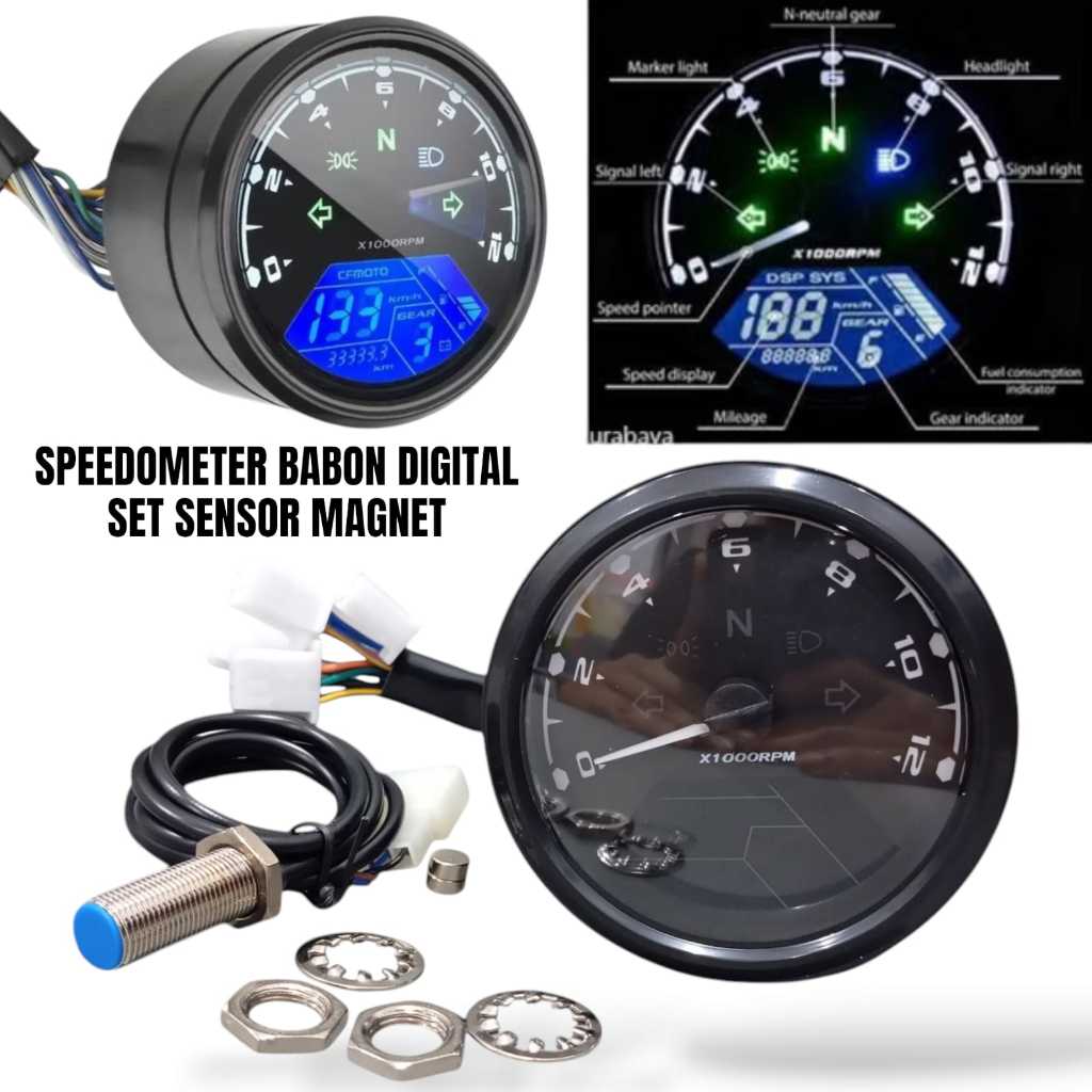Jual SPEEDOMETER BABON SPEEDO BABON DIGITAL SPIDOMETER DIGITAL BULAT ...