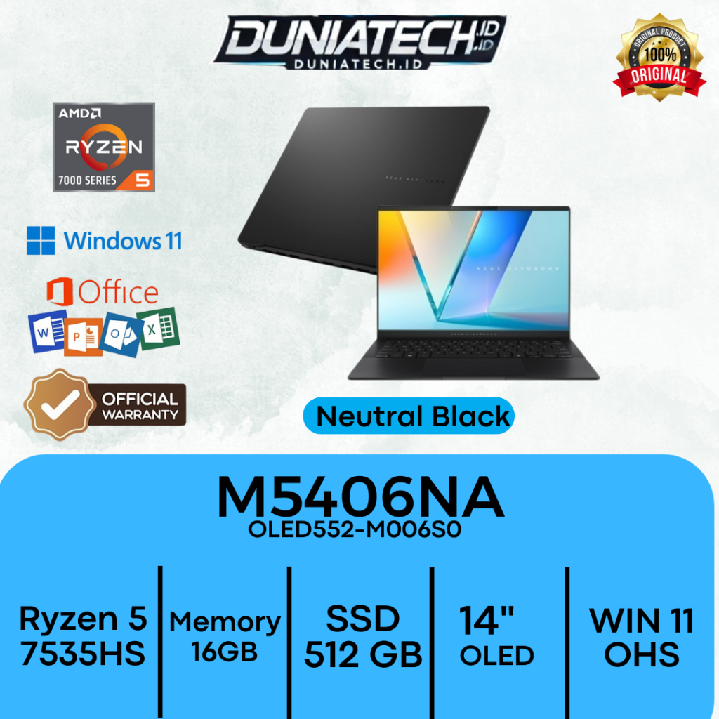 Jual ASUS VIVOBOOK S14 OLED M5406NA-OLED552 - RYZEN 5-7535HS 16GB 512GB ...
