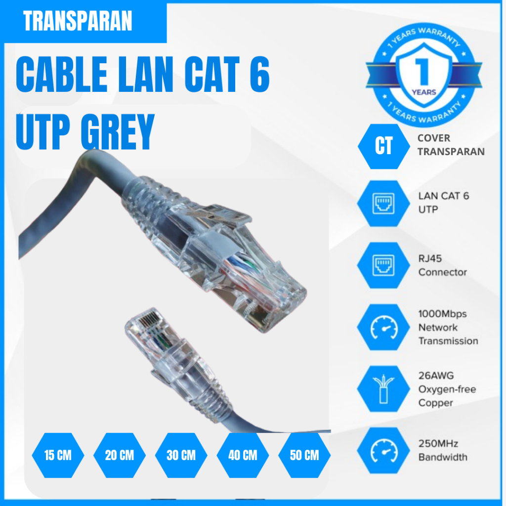 Jual KABEL LAN CAT 6 UTP GREY 20 CM/ 30CM/ 40CM/ 50CM | Shopee Indonesia