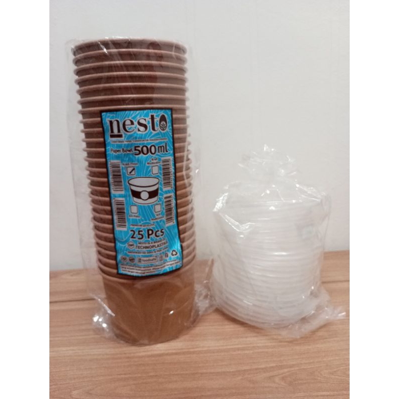 Jual paper bowl/rice bowl/mangkok kertas/wadah kertas 500ml isi 1pcs ...