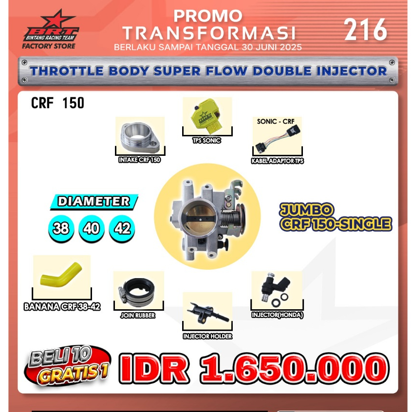 Jual PAKET JUMBO SPECIAL TB THROTTLE BODY JUMBO CRF 150 SINGLE SUPER ...