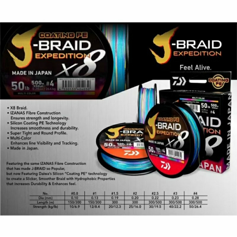 Jual PE DAIWA J-BRAID MULTI COLOR | 150 METER | READY #0.6 - #6.0 ...