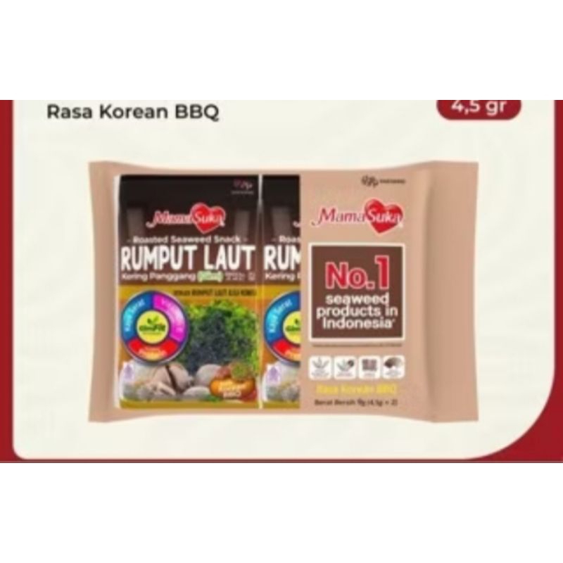Jual Mama Suka Rumput Laut Rasa Korean Bbq 9 gr | Shopee Indonesia