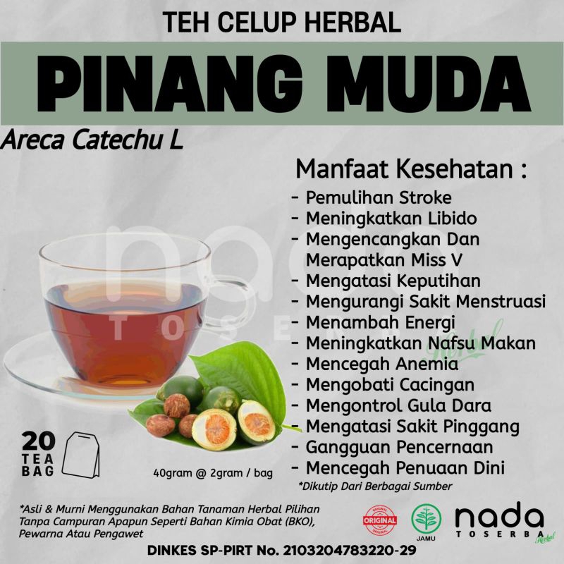 Jual Teh Celup Herbal PINANG MUDA Isi 20 Tea Bag | Stroke & Kesehatan ...