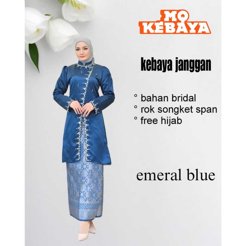 Jual MQ Kebaya Janggan Bridal Sofia / setelan kebaya kurung malaysia / kebaya kiki payet mutiara ...