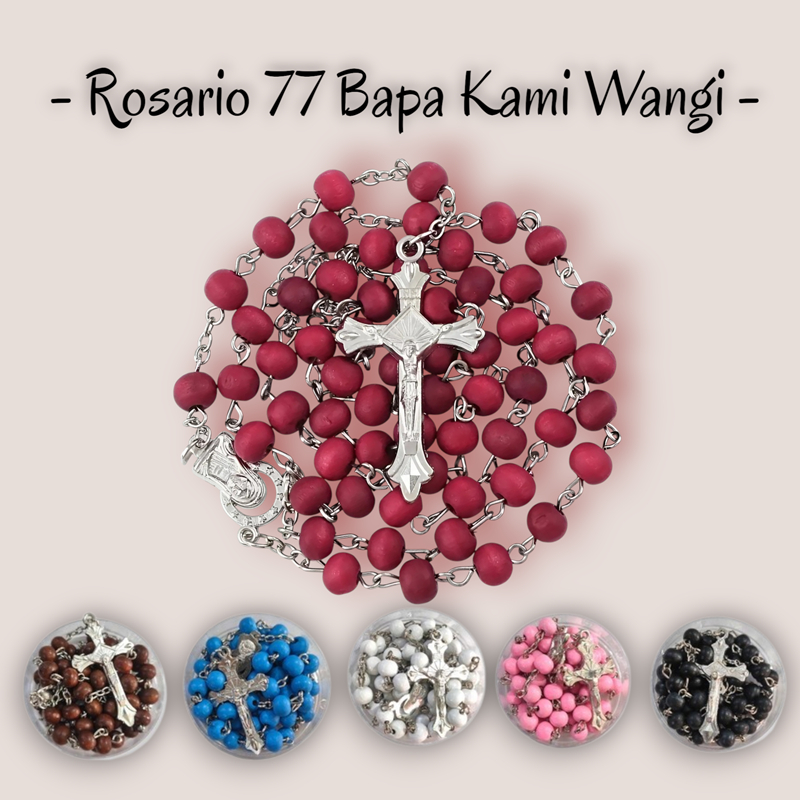 Jual Rosario 77 Bapa Kami Kayu Wangi Katolik Kalung Doa Souvenir Aksesoris Rohani Pria Wanita ...