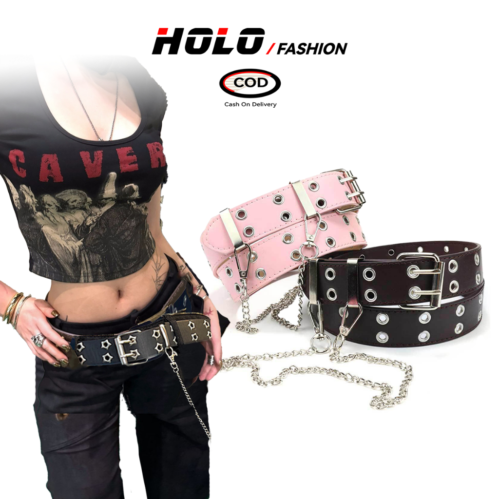 Jual HOLO Ikat Pinggang Rantai Wanita Fashion Sabuk Y2K Punk Gesper ...