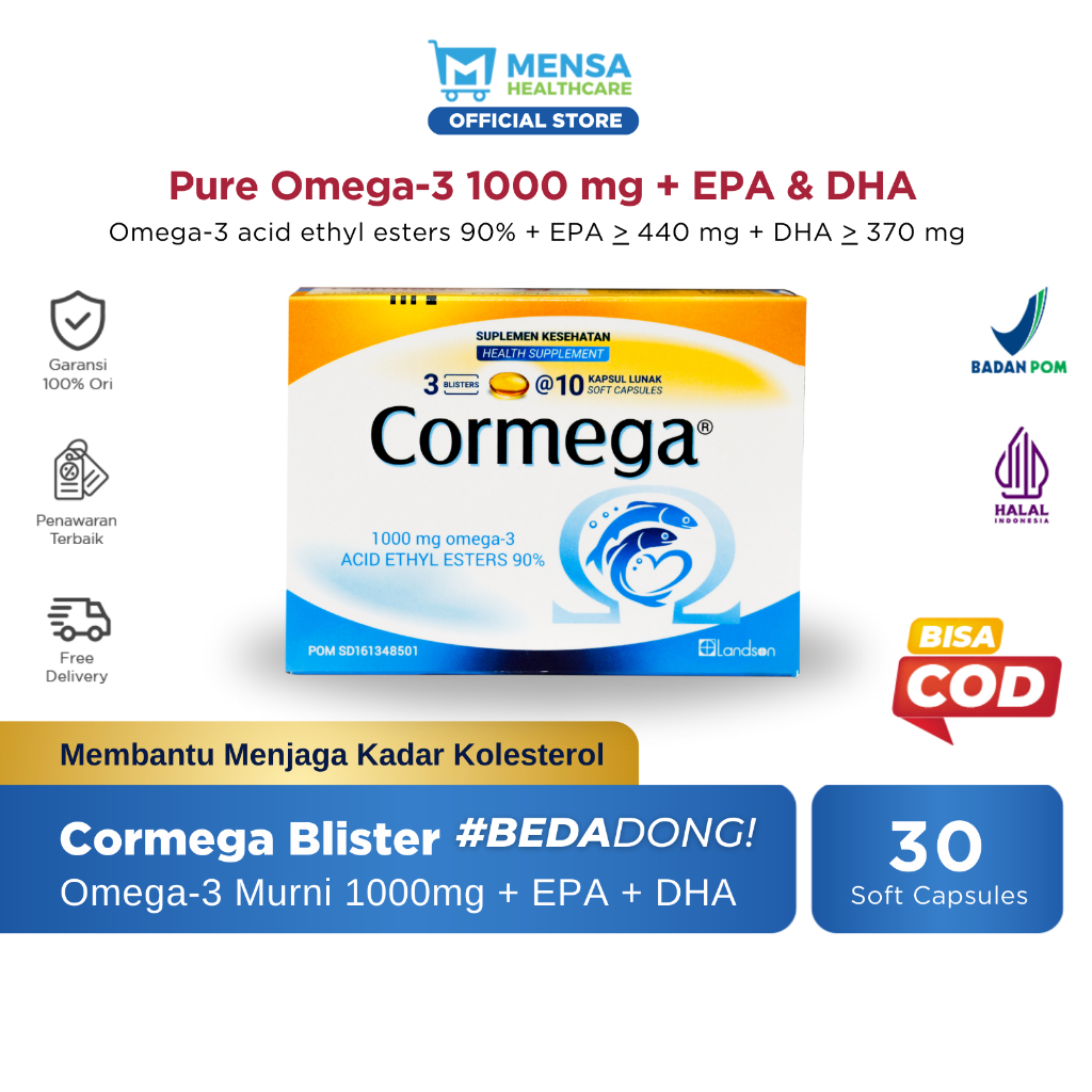 Jual Cormega Suplemen Pure Omega 3 EPA & DHA 1 Box isi 30 Soft Capsules ...
