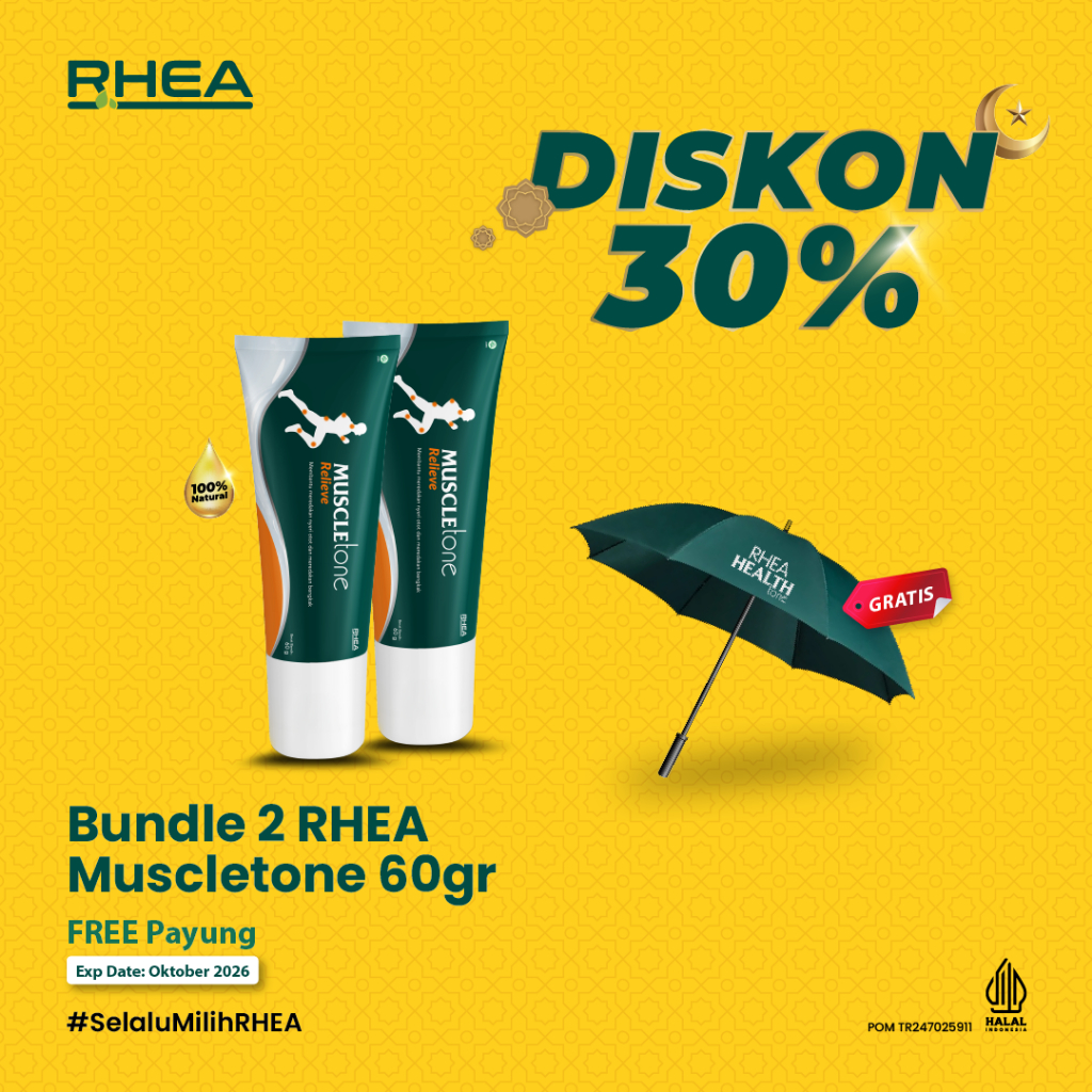 Jual Bundle 2 Rhea Muscletone Relieve 60 gr + FREE Payung | Shopee Indonesia