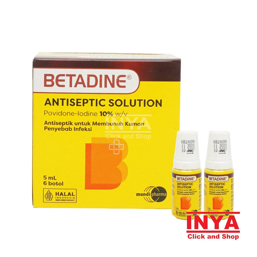 Jual BETADINE ANTISEPTIC SOLUTION BOX 6X5ml - Obat Luka - Antibakteri - Infeksi - P3K | Shopee ...