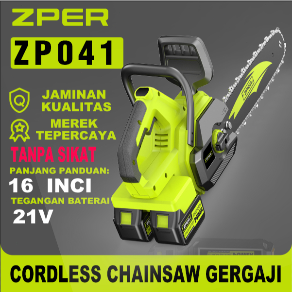Jual ZPER 16‘’ Cordless Chainsaw Gergaji Mesin Lithium Gergaji Rantai ...