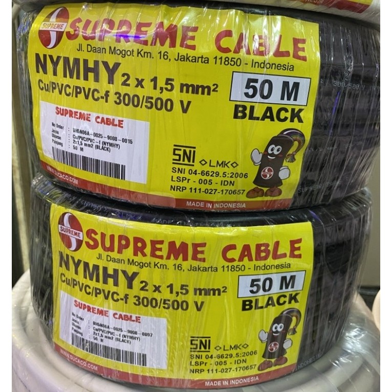 Jual Kabel NYMHY 2x1.5 mm Hitam putih Supreme Harga potongan atau meteran | Shopee Indonesia