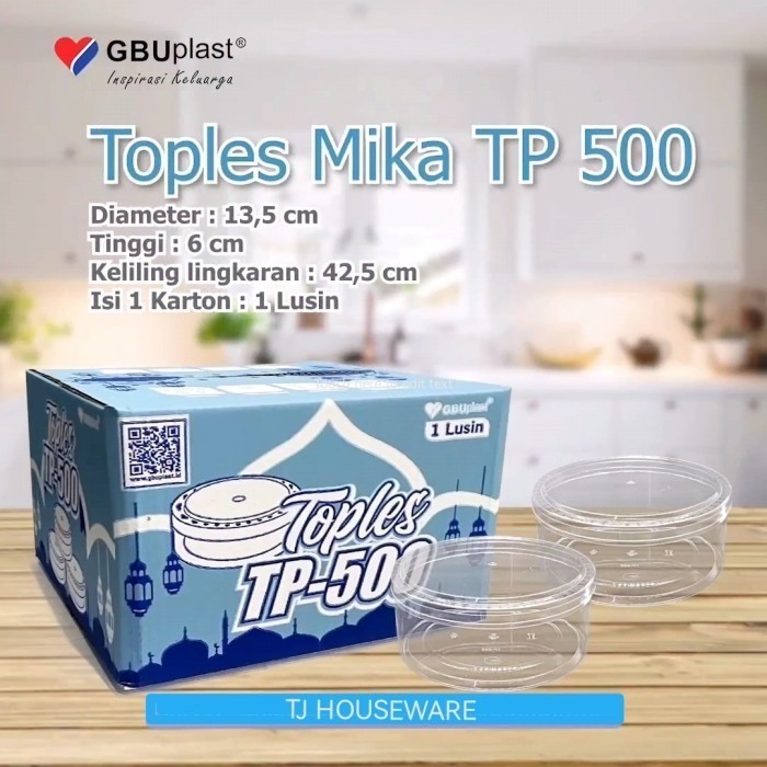 Jual TOPLES KUE LEBARAN GBU Toples Kue nastar Toples Mika Bening TP 500 | Shopee Indonesia