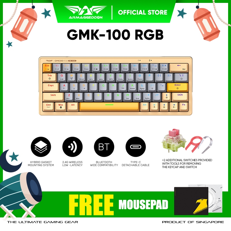 Jual Armaggeddon Mechanical Keyboard GMK 100 Triple Mode Bluetooth RGB ...