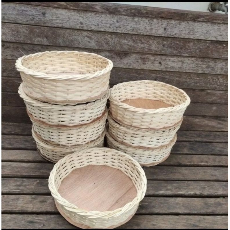 Jual keranjang satuan parcel rotan bulat diameter 20 cm | Shopee Indonesia