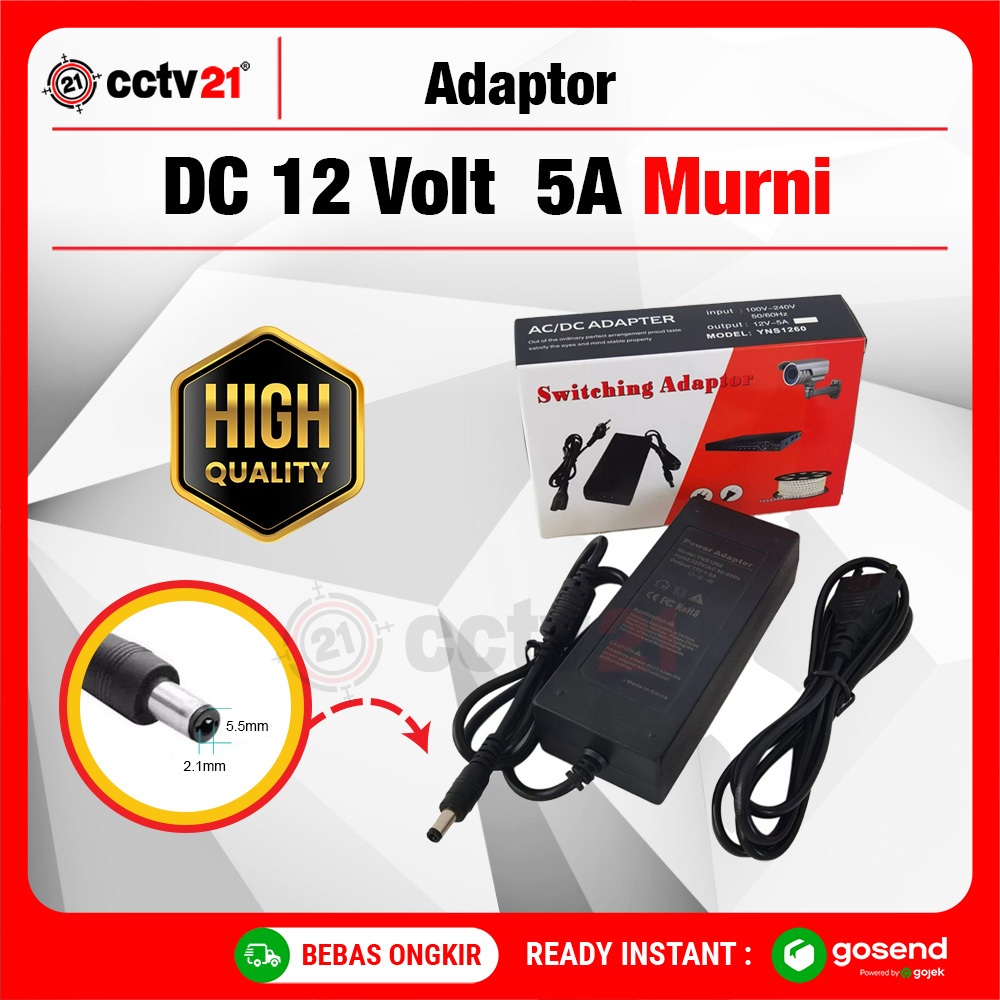 Jual Adaptor Adapter 12V 5A Murni 12 Volt 5 Ampere Power Supply | Shopee Indonesia