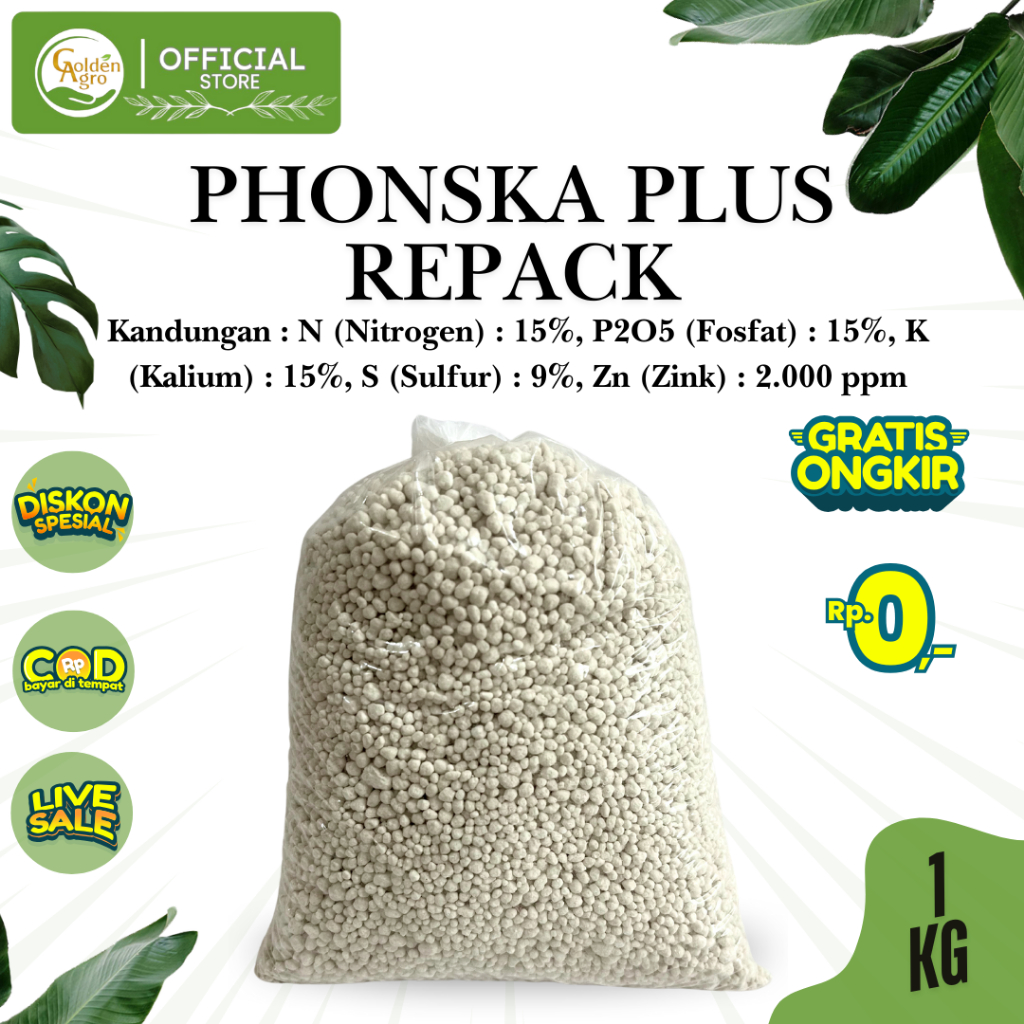 Jual PUPUK PHONSKA PLUS 151515 1KG KG PETROKIMIA GRESIK REPACK CURAH ...