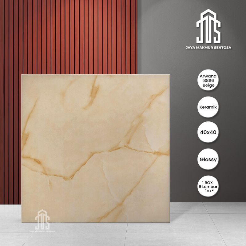 Jual Keramik Lantai Glossy Arwana Beige 8866 40x40 | Shopee Indonesia