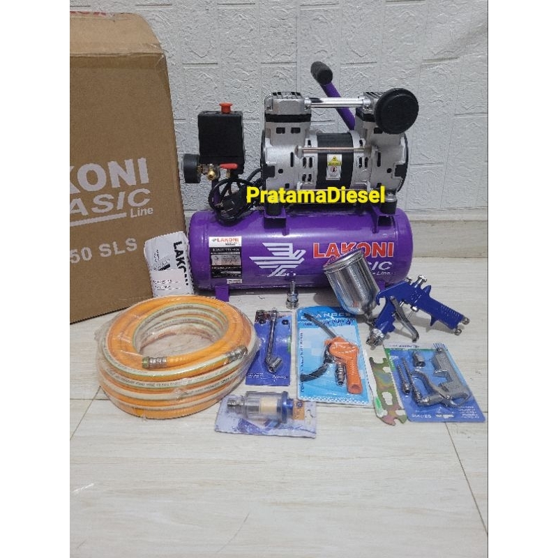 Jual Kompresor LAKONI BASIC 550SLS High Speed Silent Oiless Selang 10M ...