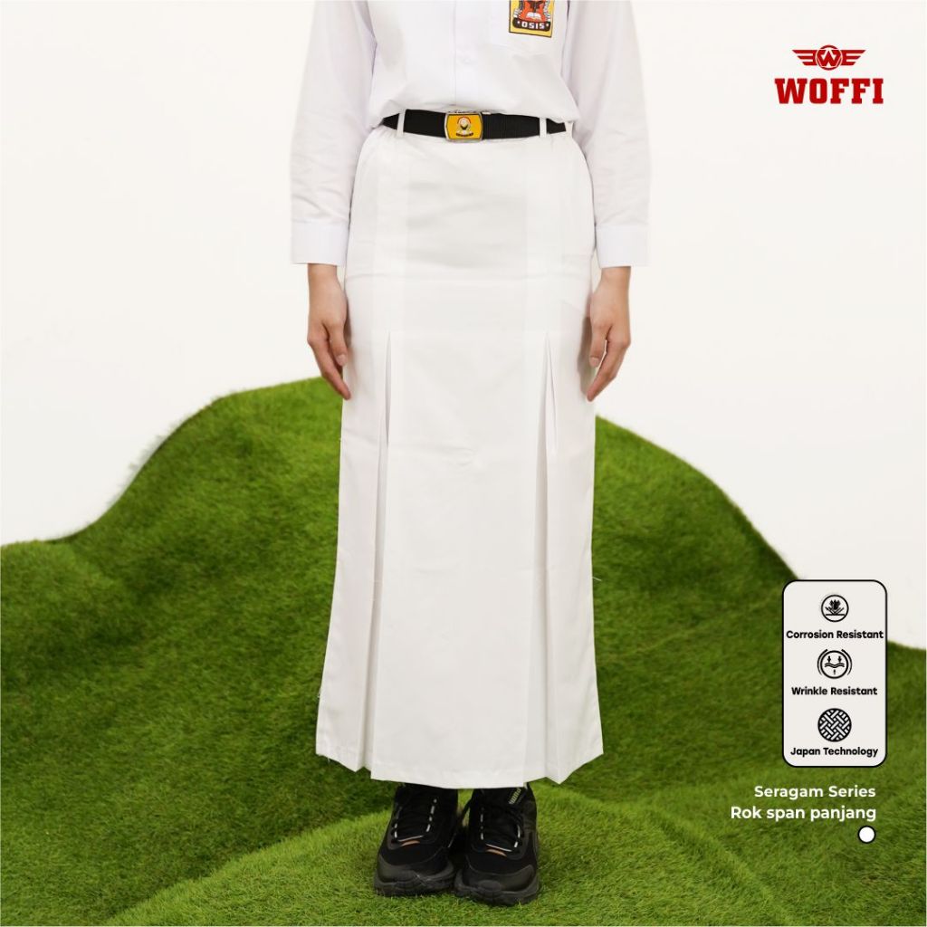 Jual Seragam SMP Woffi Rok Span Panjang Karet Putih Rok SMP Rok Sekolah | Shopee Indonesia
