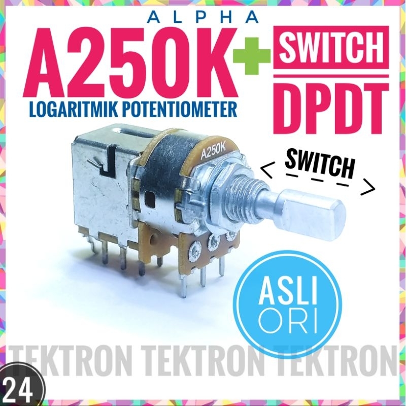 Jual ALPHA A250K plus SWITCH DPDT 6pin MONO Potentiometer Logaritmic 250Kohm 250K Saklar Push ...