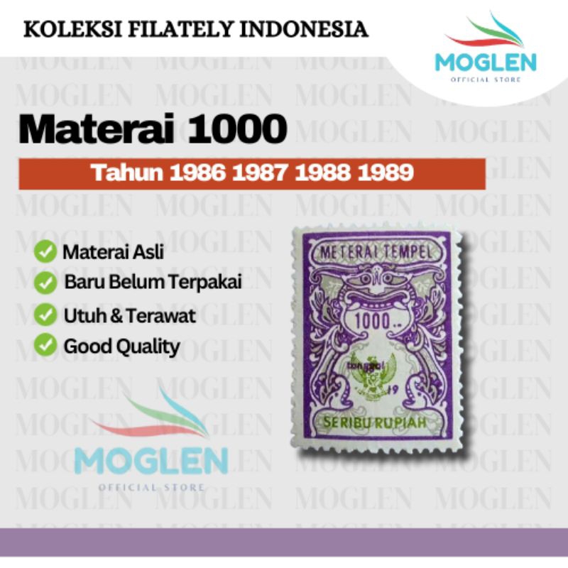 Jual Materai 1000 Rupiah Tahun 1986 1987 1988 1989 Materai Tempel ...