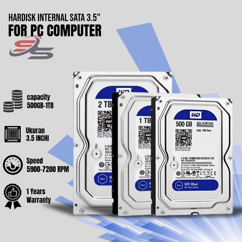 Jual Hardisk PC 500GB WD Blue Internal 3.5 Sata Baru Promo HDD PC ...