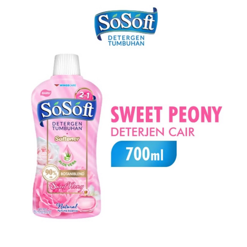Jual so soft detergen tumbuhan + softener sweet peony 700ml (detergen ...