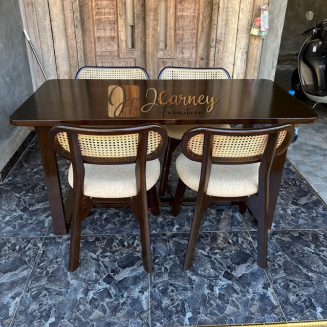 Jual DINING SET MINIMALIS 4 KURSI , MEJA MAKAN ROTAN 4 KURSI | Shopee Indonesia