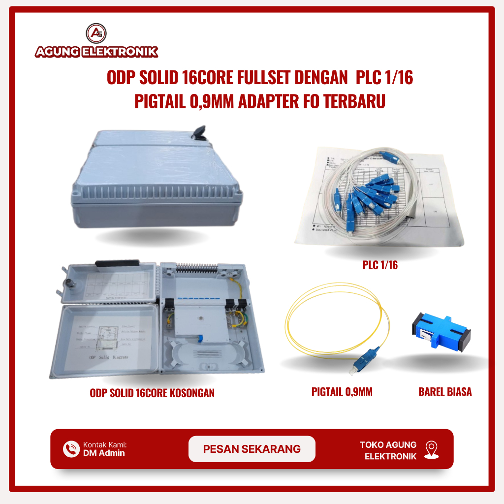 Jual ODP SOLID 16CORE FULLSET DENGAN PLC 1/16 PIGTAIL 0,9MM ADAPTER FO ...