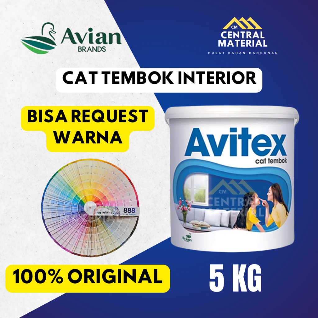 Jual Avitex Interior Cat Tembok 5KG / Avitex Cat Custom Warna Tinting ...