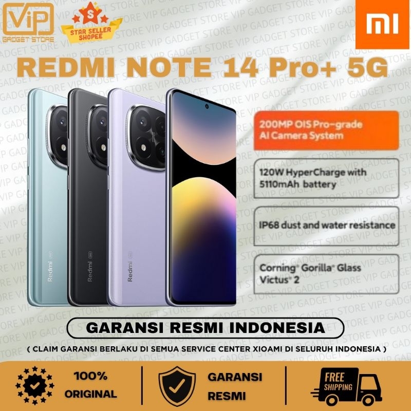 Jual Xiaomi Redmi Note 14 Pro+ 5G 8/256GB 12/512GB Kamera 200MP, IP68 ...