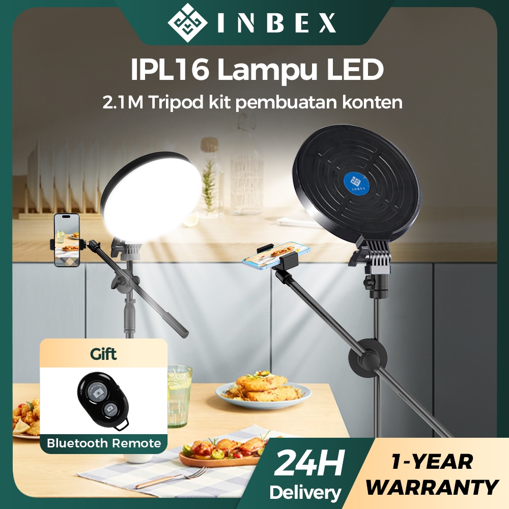 Jual INBEX IPL16+2.1M Lighting Konten Kreator Tripod Ring Light Selfie ...