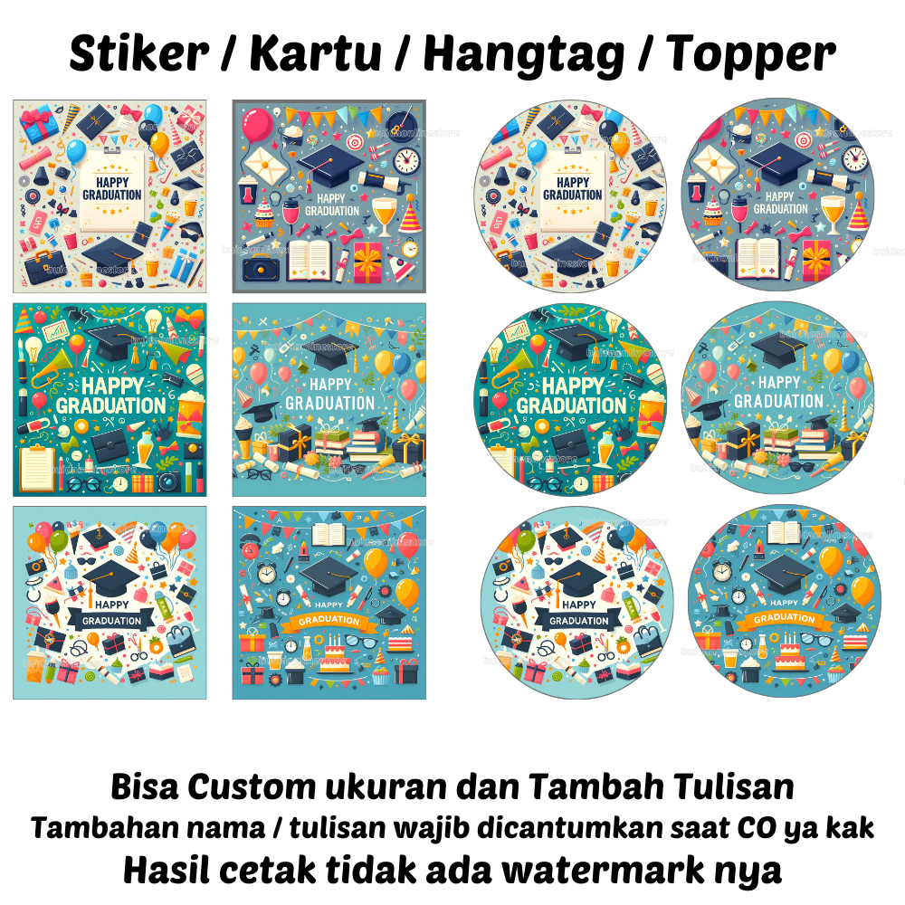 Jual Sticker Stiker / Kartu Ucapan / Topper / Hangtag Happy Graduation ...
