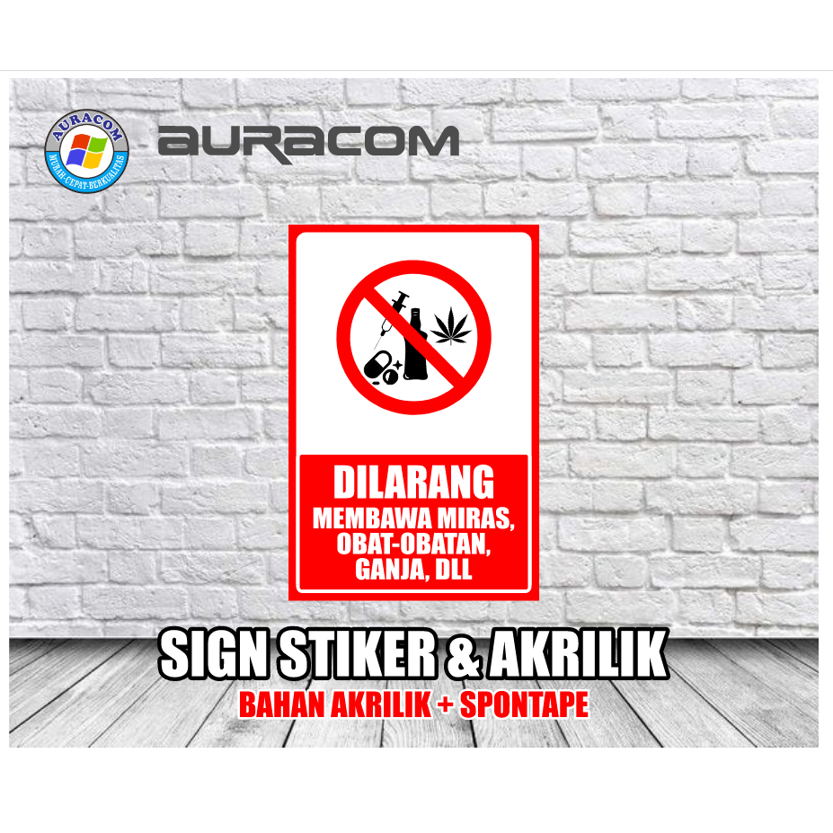 Jual Sign Akrilik & Stiker DILARANG MEMBAWA NARKOBA ( D19 ) | Shopee ...
