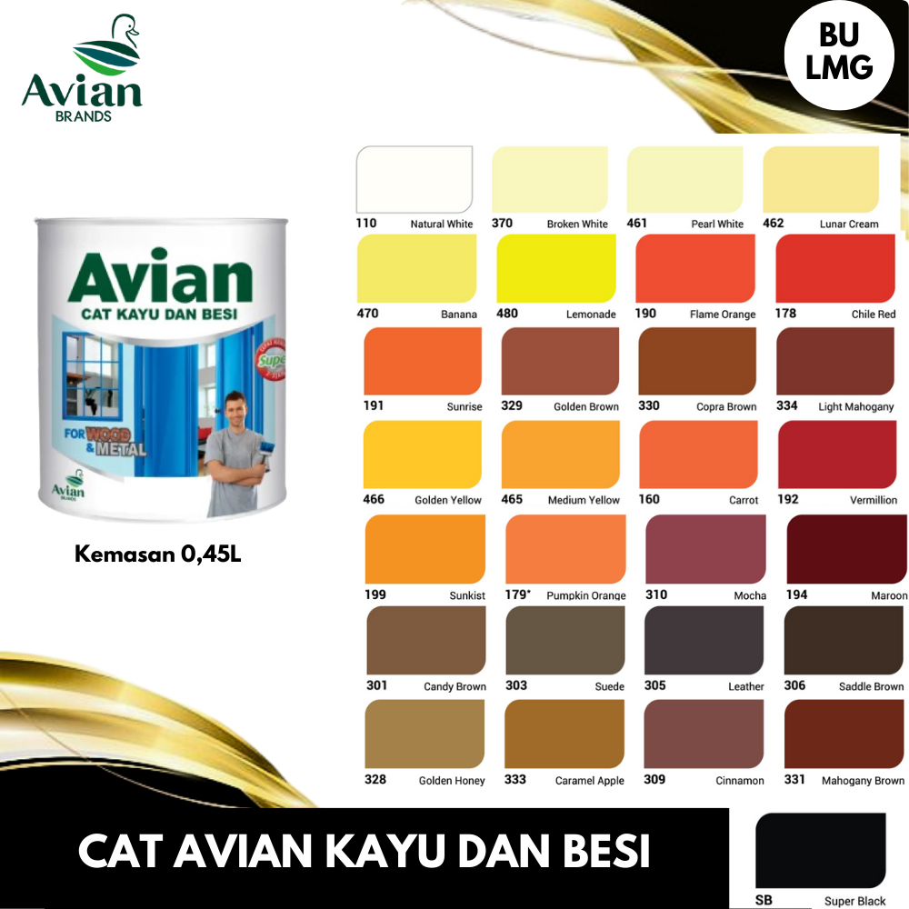Jual CAT KAYU DAN BESI AVIAN (1/2KG) (0,45L) | Cat SuperKilap, Cepat ...
