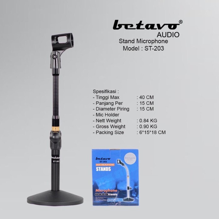 Jual Betavo Audio Stand Mic ST 203 Professional Stand Microphone ST-203 Tinggi Max 131cm ...