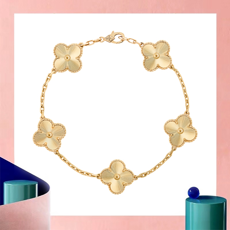 Jual Gelang Wanita Emas 17K Gelang Semanggi Empat Daun Bunga Berukir ...